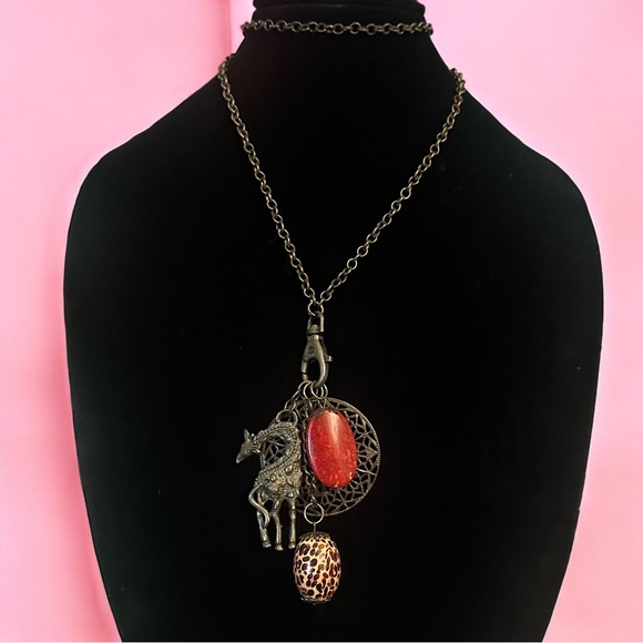 Vintage | Jewelry | Vintage Long Safari Cluster Pendant Necklace | Poshmark